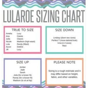 LuLaRoe | Other | Lularoe Clothing Sizing Chart | Poshmark